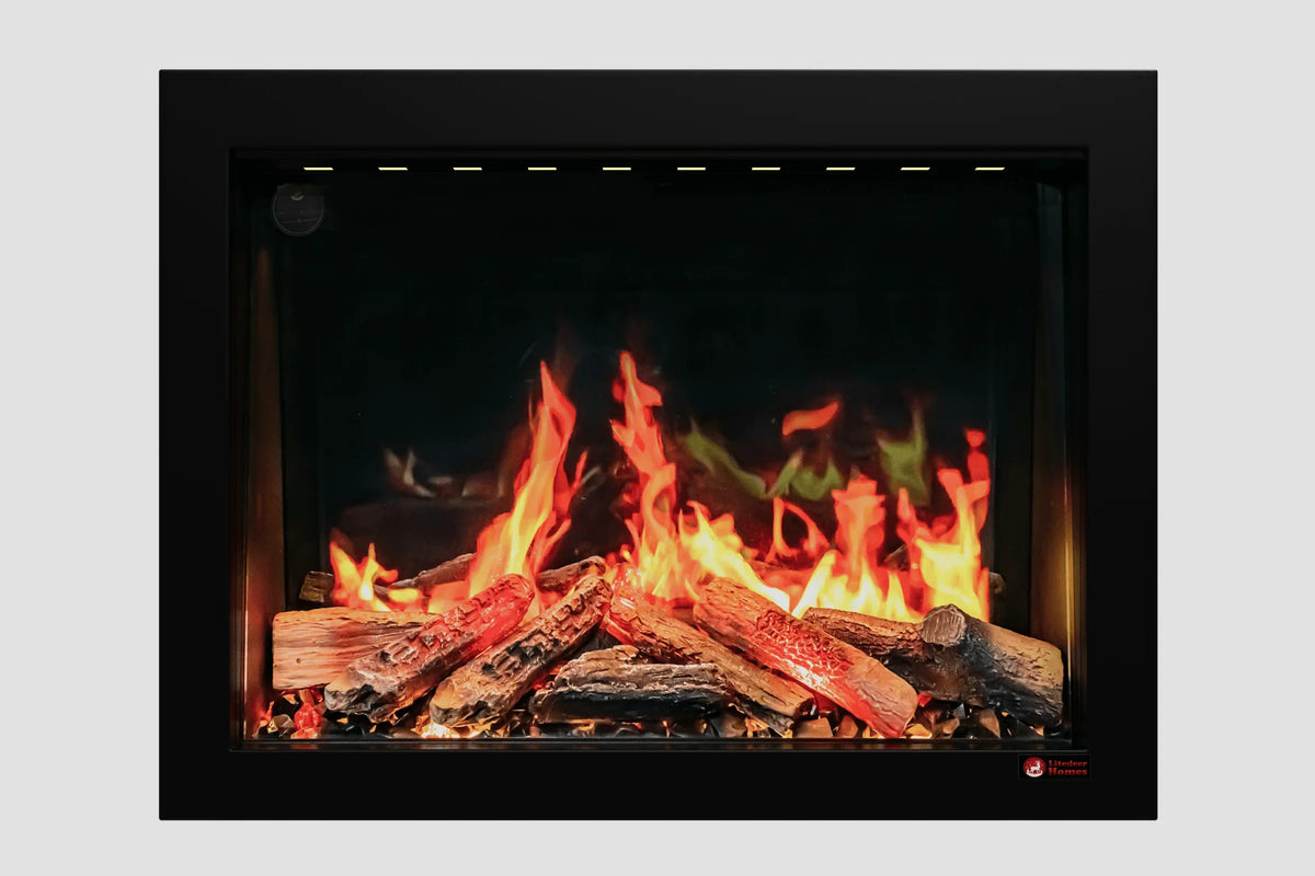 LiteStar ZEF32X 32-inch Smart Electric Fireplace Insert with Multi-Fla ...