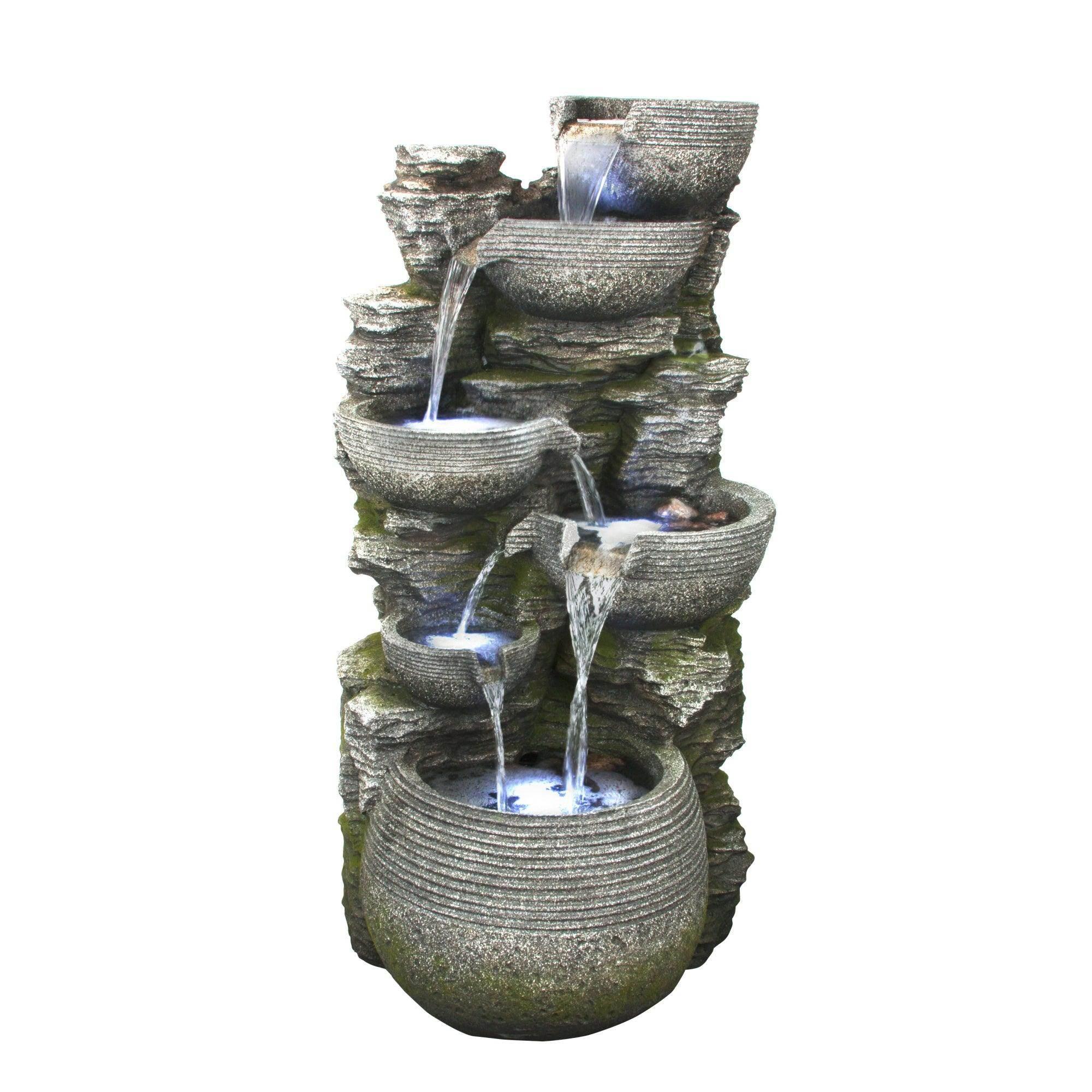 Tiered Water Fountain Led Decorative 4 Tier Rock Look Water Fountain